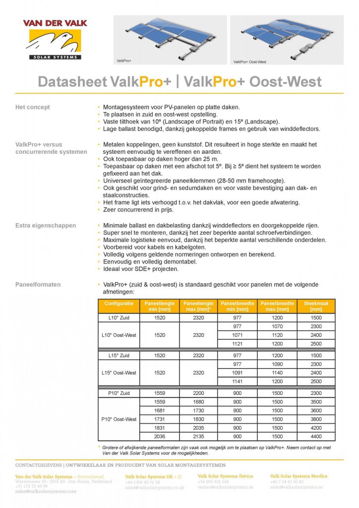Van der Valk ValkPro+ | QueSolar