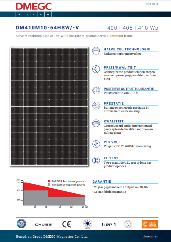 DMEGC 410 Wp Mono Zilver Frame - QueSOLAR B.V.